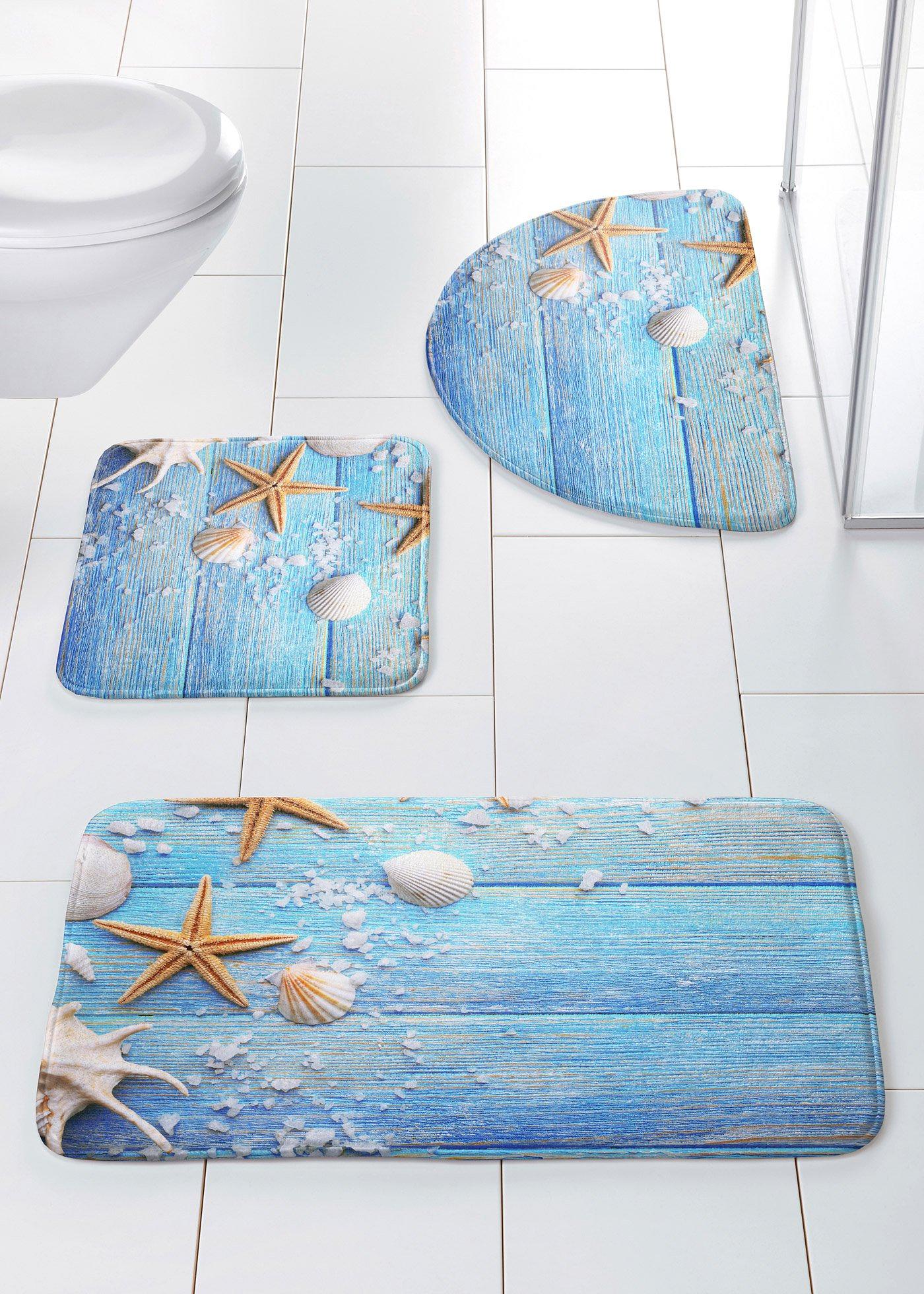 Waschbare Badematte mit rutschhemmender Beschichtung - blau