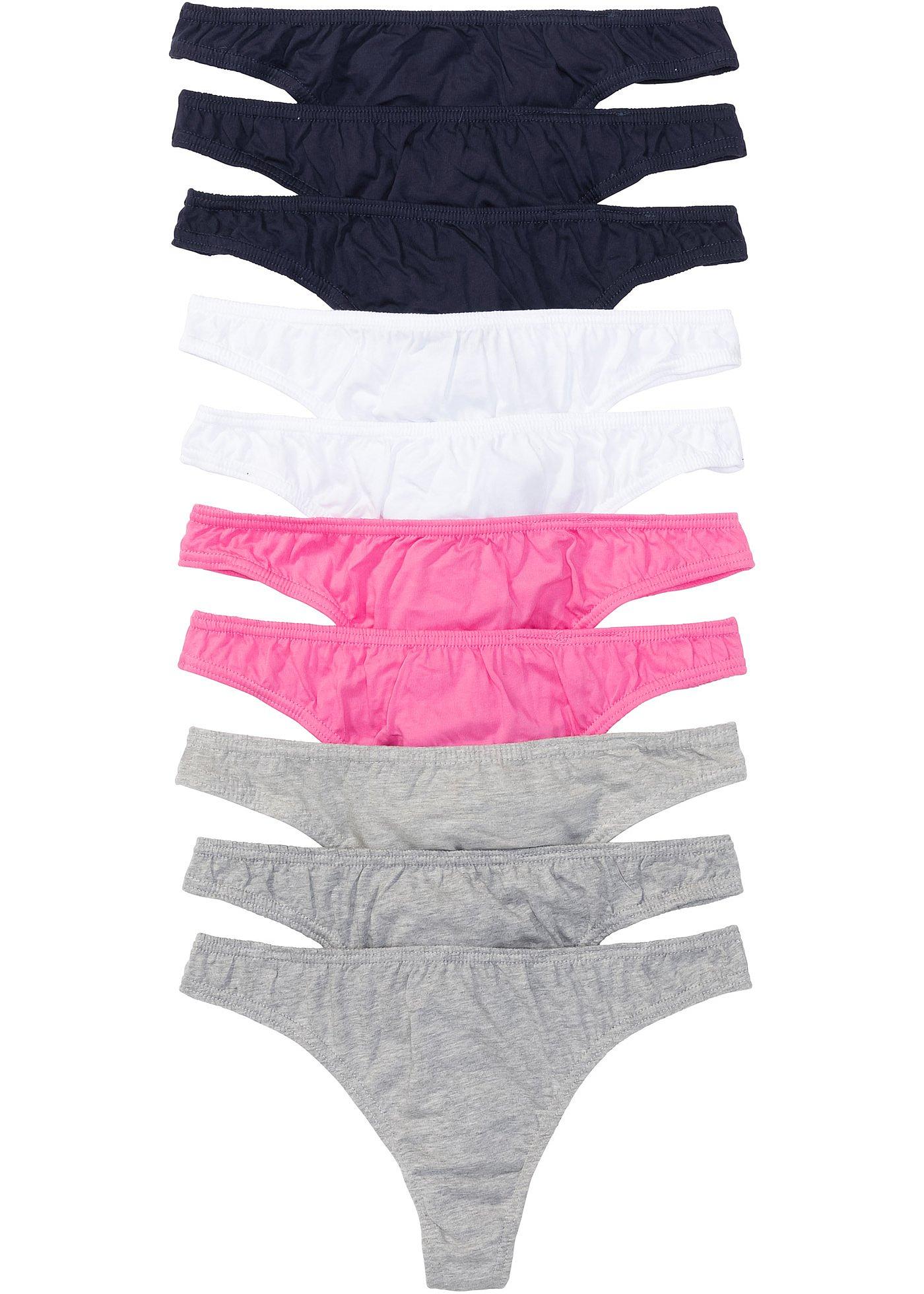 Schöne Strings im vorteilhaften Multipack - blau + weiß + pink ...