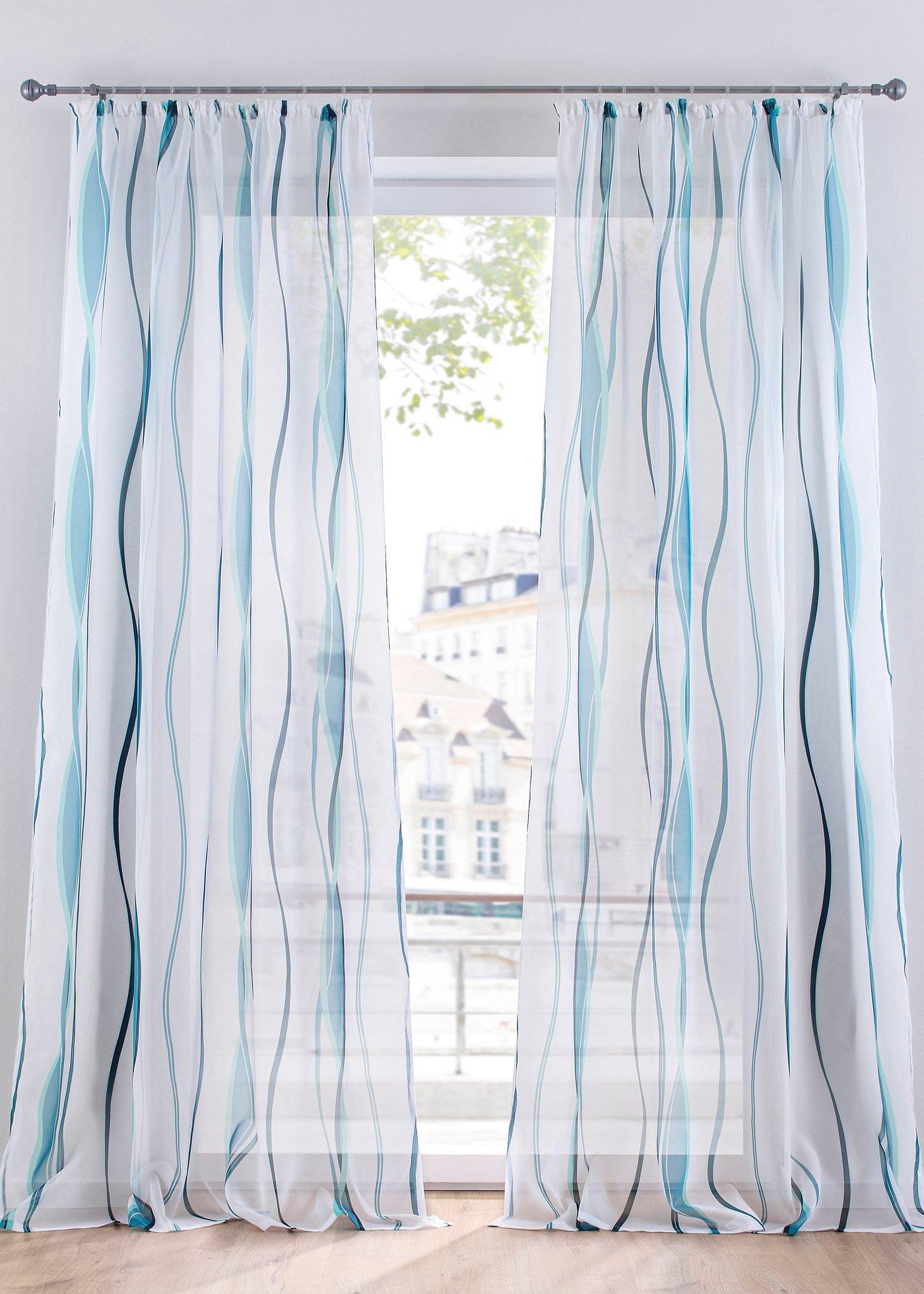 Voilage transparent intemporel - pétrole, galon fronceur