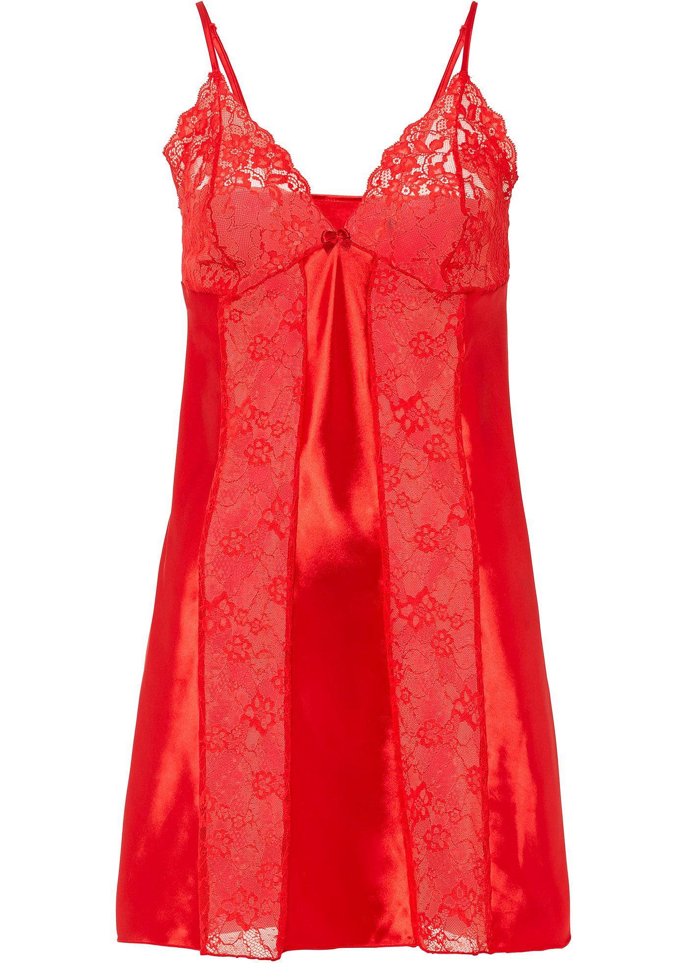 Anziehendes Satin Negligé mit sexy Details - rot