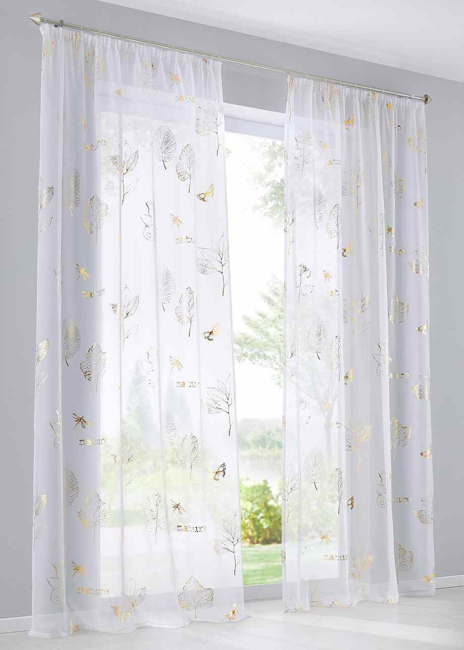 Fertiggardine mit Gold-Effekt - weiß/gold, Kräuselband