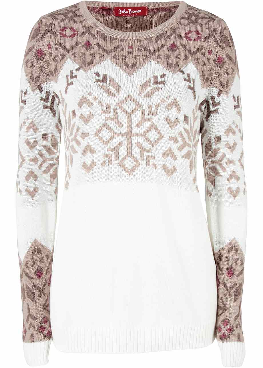 Gemütlicher Pullover mit Norwegermuster - wollweiß Norwegermuster