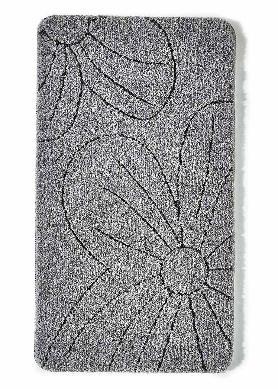 Getuftete Badematte mit Blumen Motiv - grau