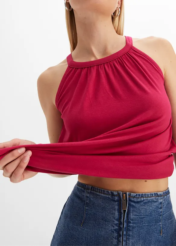 Sommerliches Top mit Raffung - beerenrot